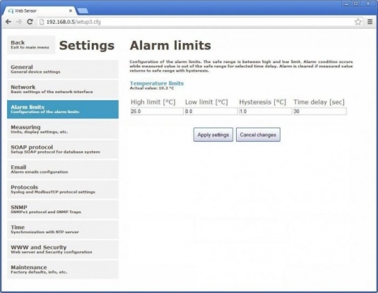 T4611 - WebSensor with PoE - remote thermometer with Ethernet interface ...